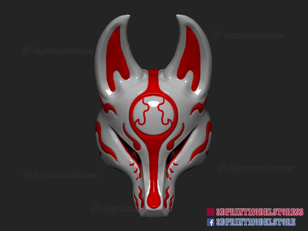 Japanese Demon Kitsune Fox Mask - Samurai Cosplay Mask - Halloween ...
