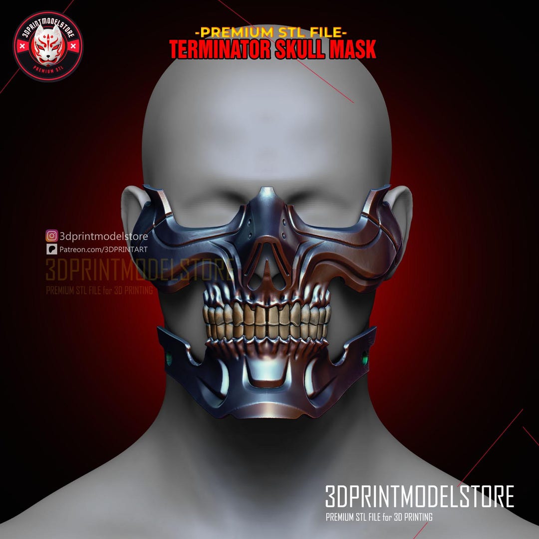 Terminator T-800 Face Mask - Cosplay Halloween Helmet - Hollow Skull ...