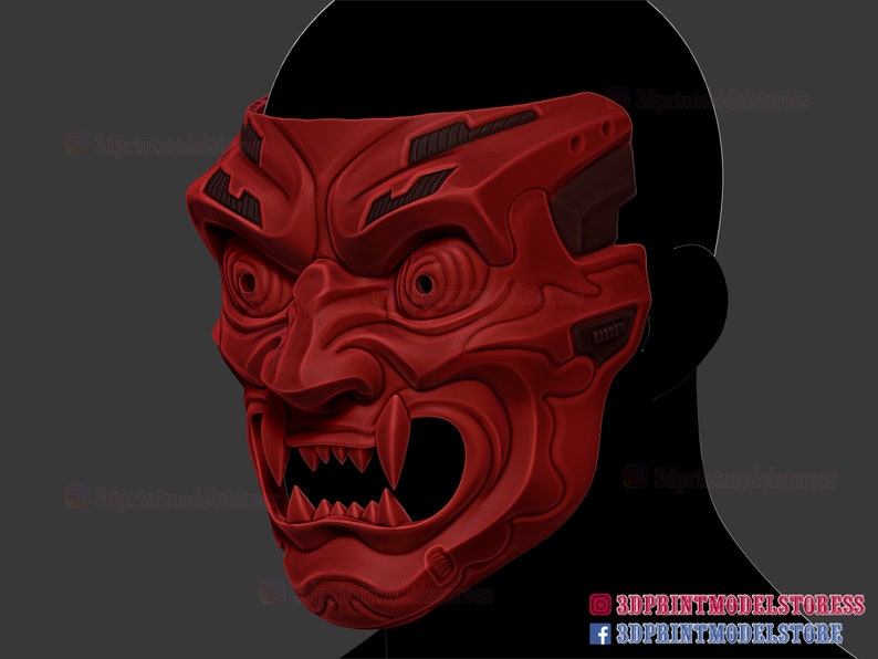 Cyborg Oni Mask Japanese Kitsune Demon Cosplay Helmet 3D - Etsy