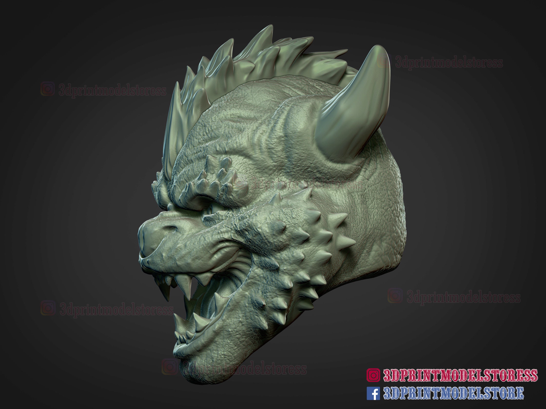 Bowser Head Sculpt 3D Print Model Custom Action Figures | Etsy