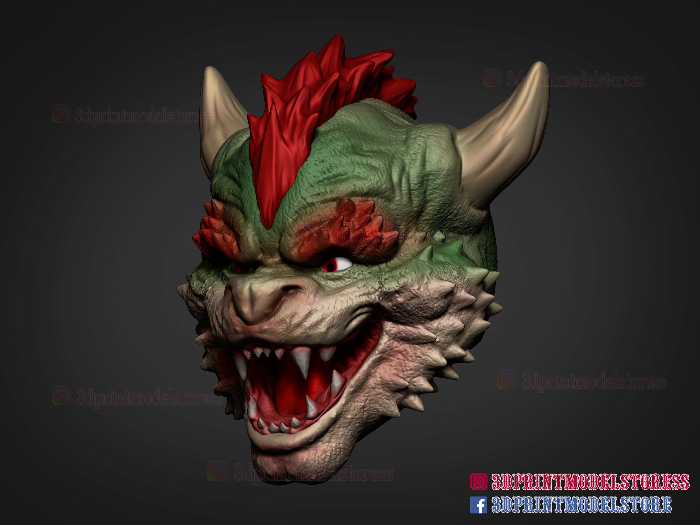 Bowser Head Sculpt 3D Print Model Custom Action Figures - Etsy