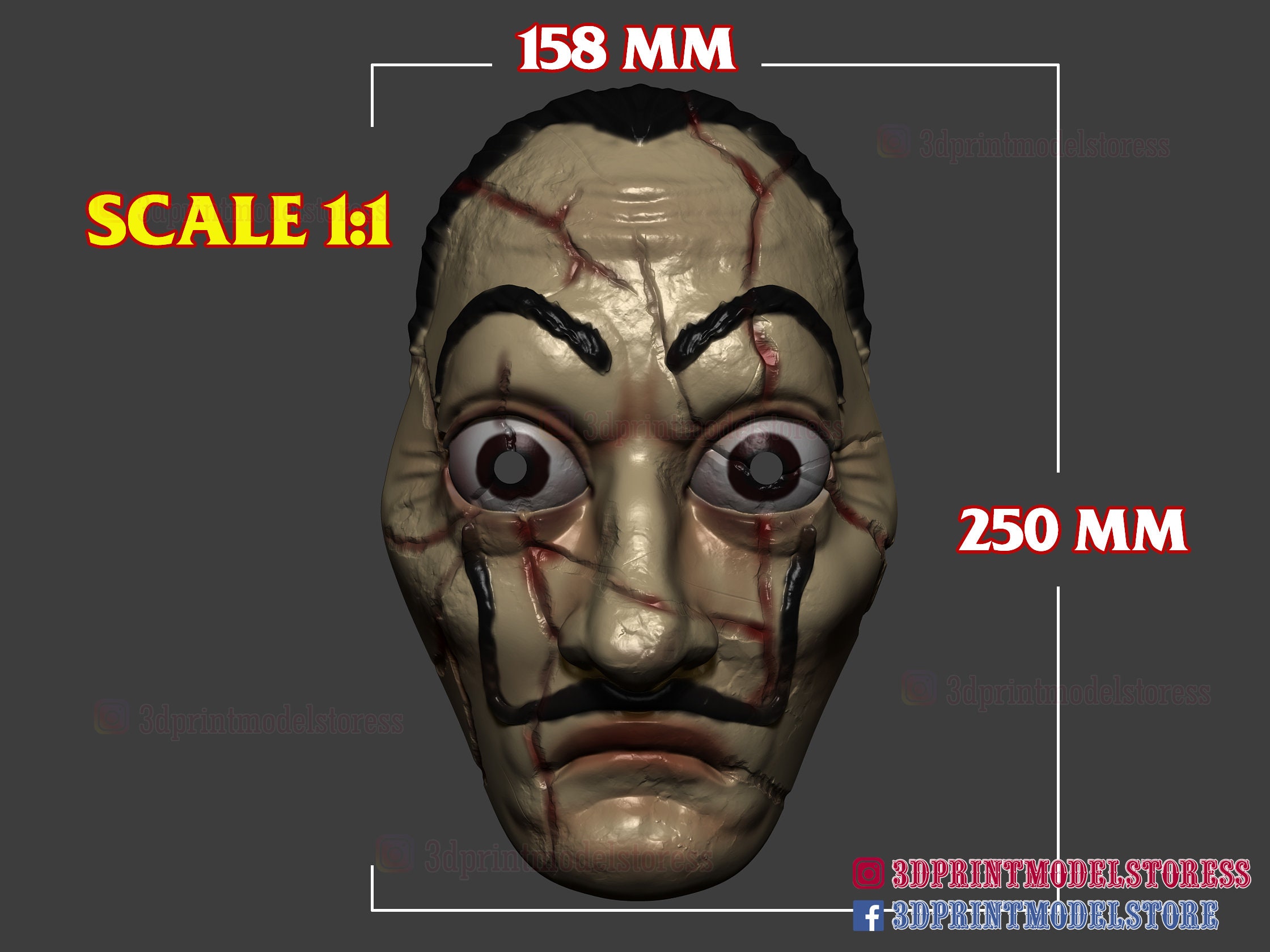 3D Print Files Inspired Money Heist Cosplay Mask Dali - Etsy