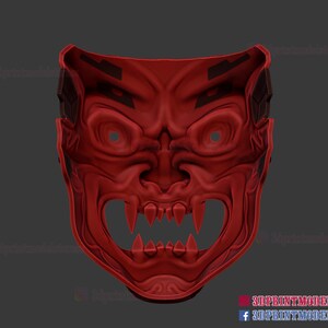 Cyborg Oni Mask Japanese Kitsune Demon Cosplay Helmet 3D - Etsy