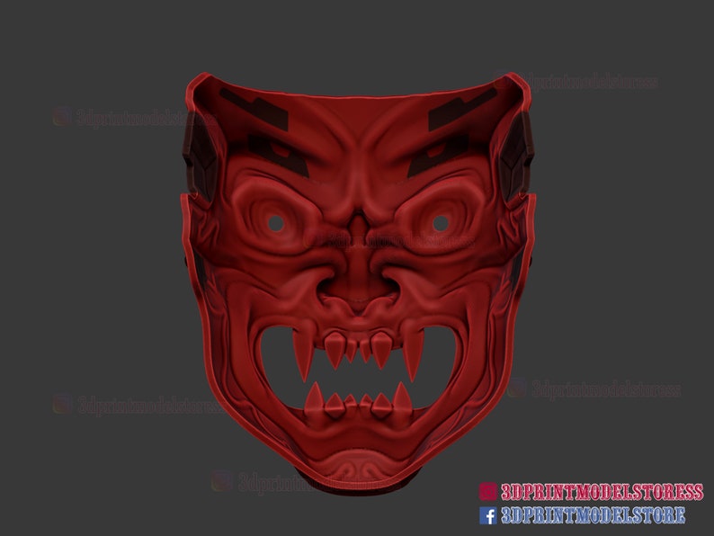 Cyborg Oni Mask Japanese Kitsune Demon Cosplay Helmet 3D - Etsy