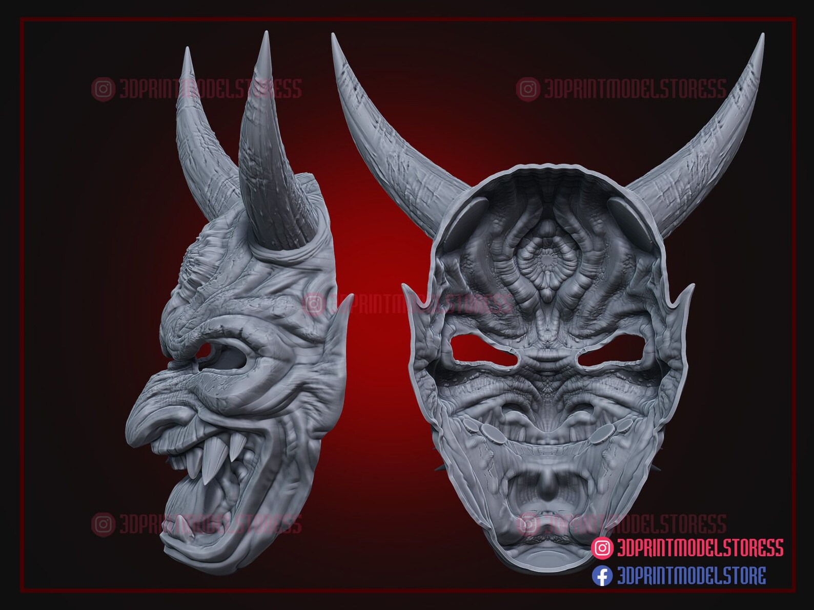 The Oni Mask for Cosplay Halloween Mask STL File - Etsy