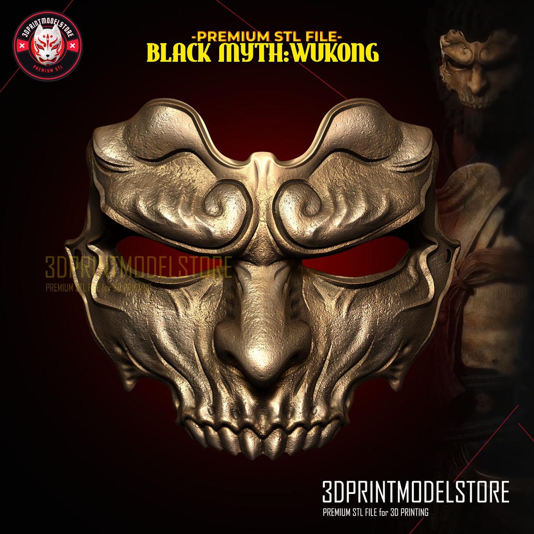Black Myth Wukong Golden of Fury Mask Oni Hannya Cosplay Mask 3D Print ...