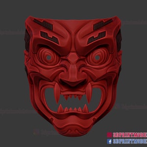 Cyborg Oni Mask Japanese Kitsune Demon Cosplay Helmet 3D - Etsy