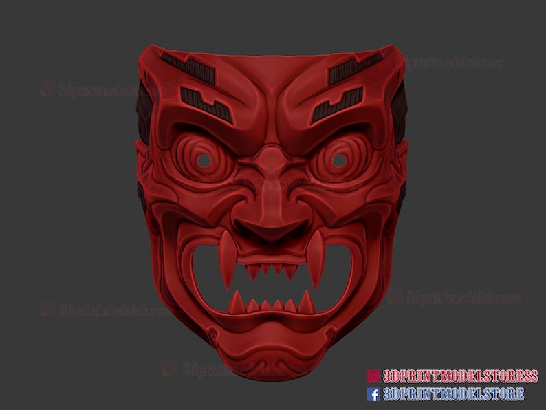 Cyborg Oni Mask Japanese Kitsune Demon Cosplay Helmet 3D - Etsy