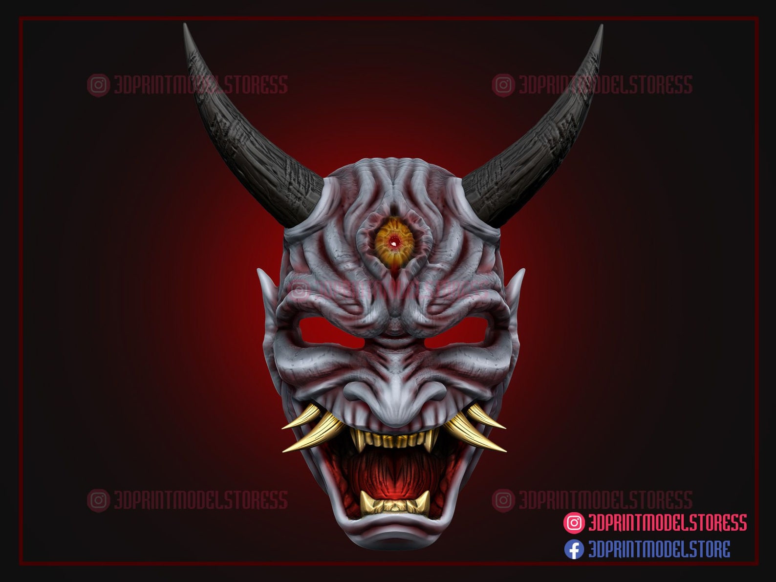 The Oni Mask for Cosplay Halloween Mask STL File - Etsy