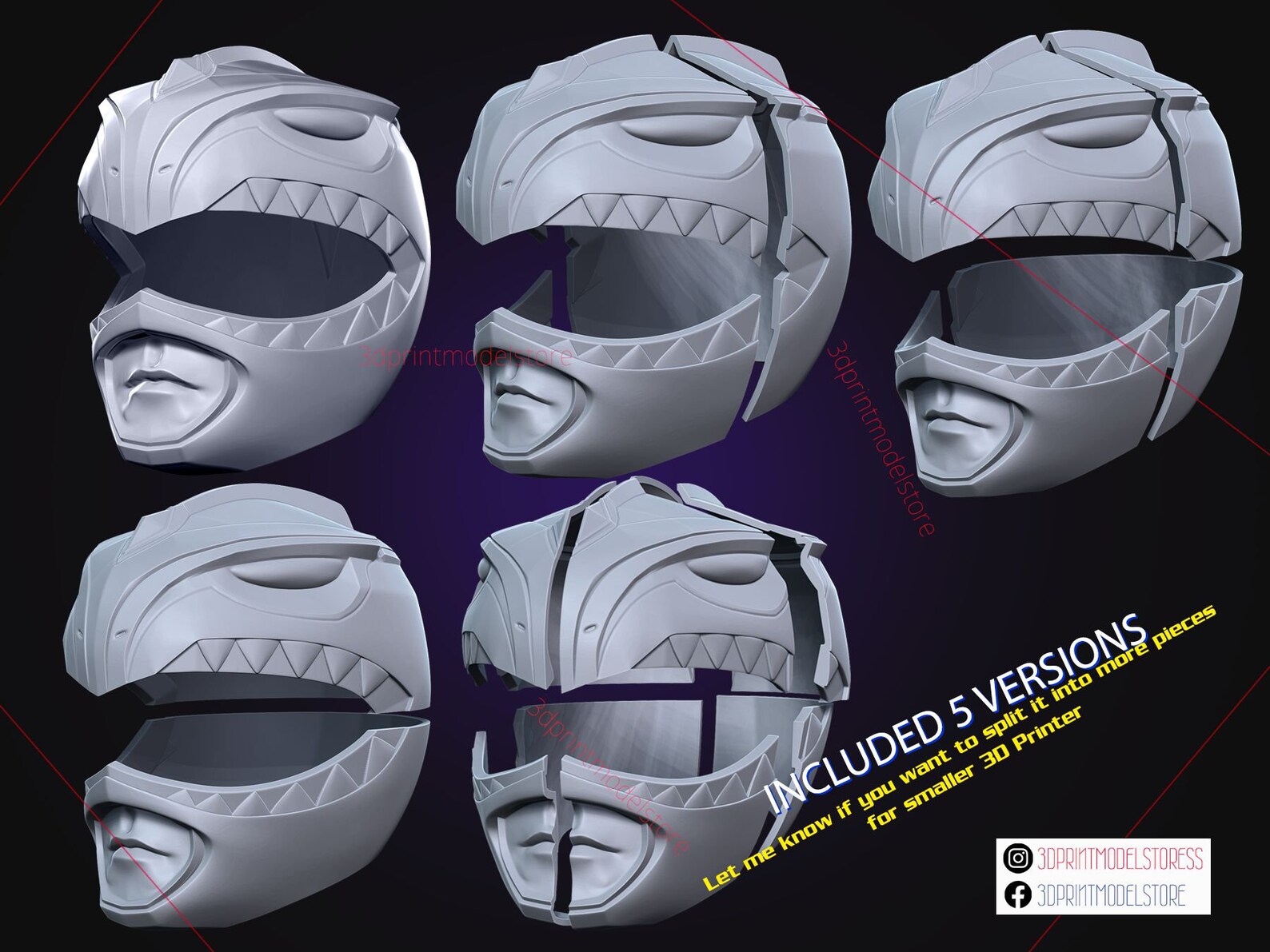 GREEN Mighty Morphin Power Ranger Cosplay Helmet 3D Print - Etsy