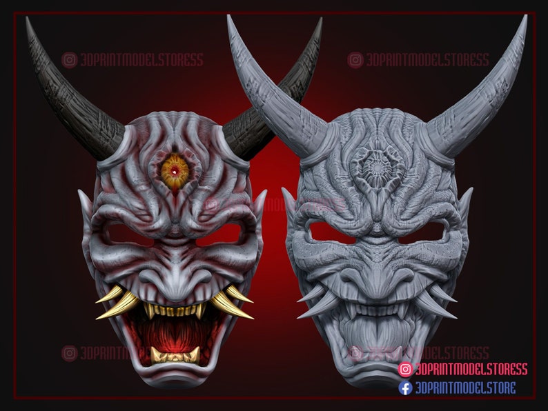 The Oni Mask for Cosplay Halloween Mask STL File - Etsy
