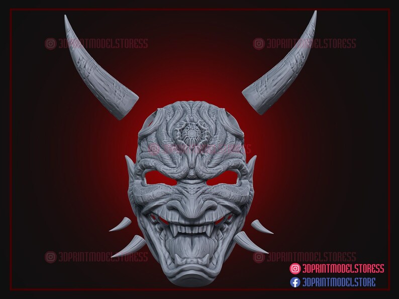 The Oni Mask for Cosplay Halloween Mask STL File - Etsy