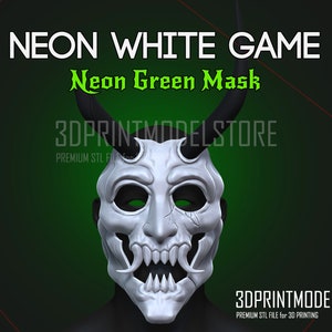 3D Print Model STL File for Neon White Video Game Green Mask - Perfect ...