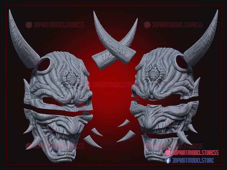 The Oni Mask for Cosplay Halloween Mask STL File - Etsy