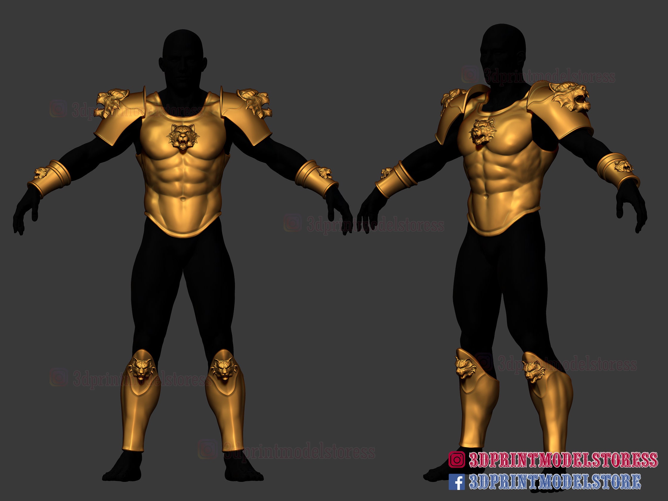 3d Print File Cosplay Larp Armor Set Classical Tiger Roman Muscle Armor ...