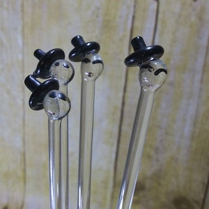 Vintage Drunks in Top Hat Hand Blown Glass Swizzle Sticks Drinking ...