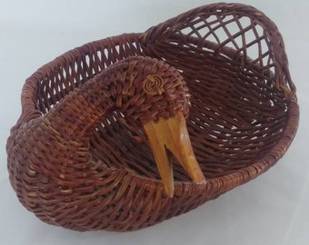 Swan Wicker Basket - Etsy