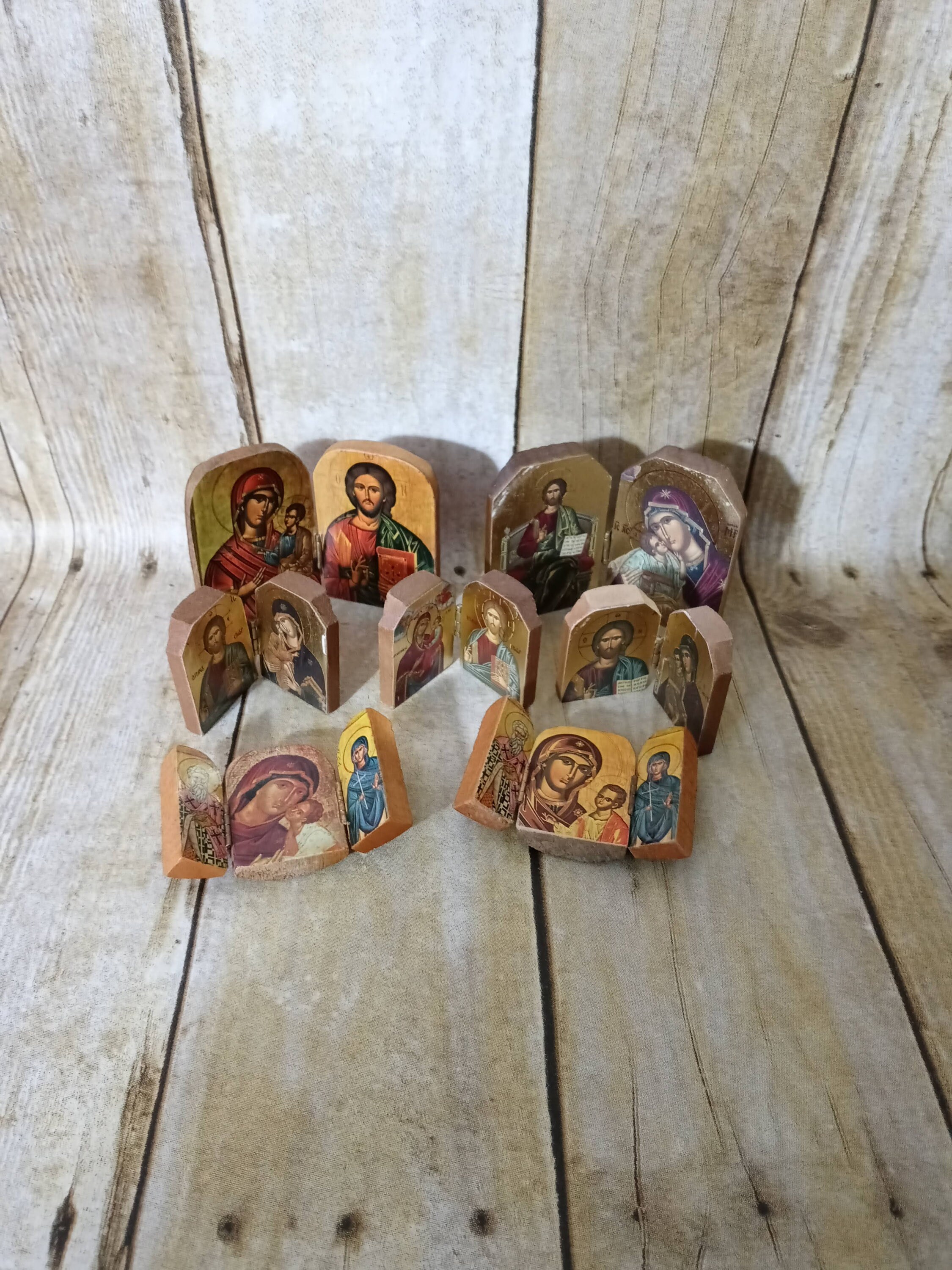 Vintage Wood Russian Orthodox Triptych & Diptych Set of 7 | Etsy