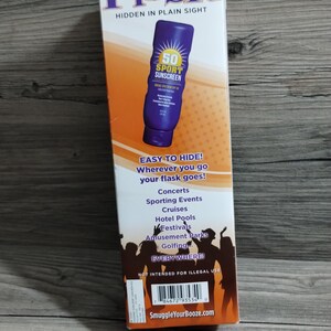 Vtg Stealth Flask 50 Sports Sunscreen Bottle Smuggle Your Booze ebox D ...