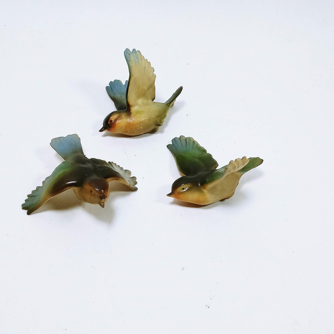 Vintage Flying Blue Birds Set of 3 Plastic Soaring Figurine - Etsy