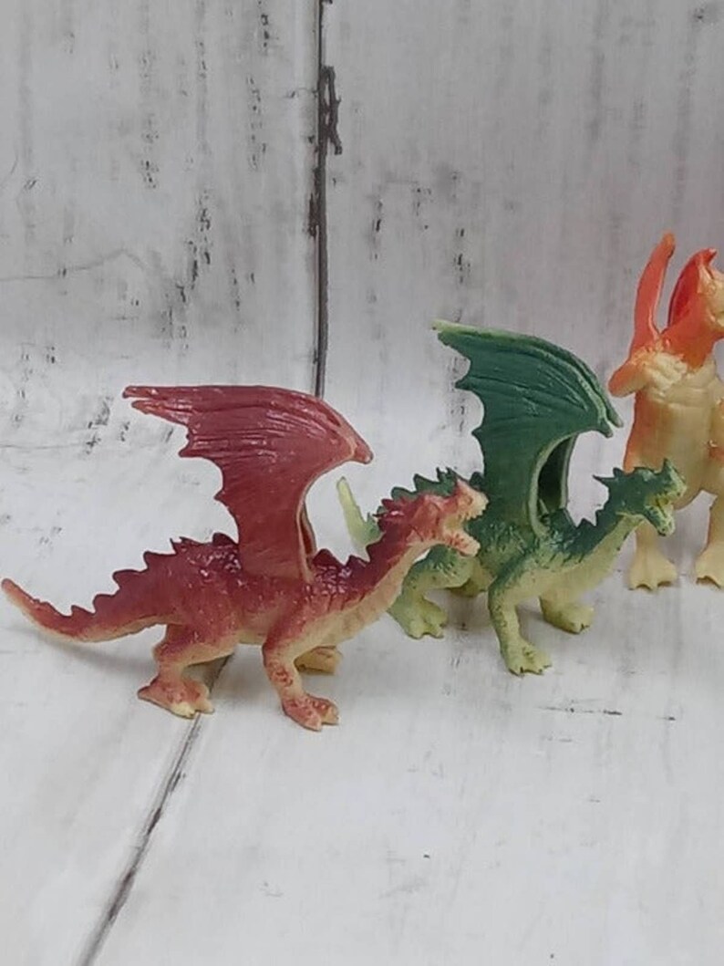 Mini Dragon Toy Play Figures Set of 7 - Etsy
