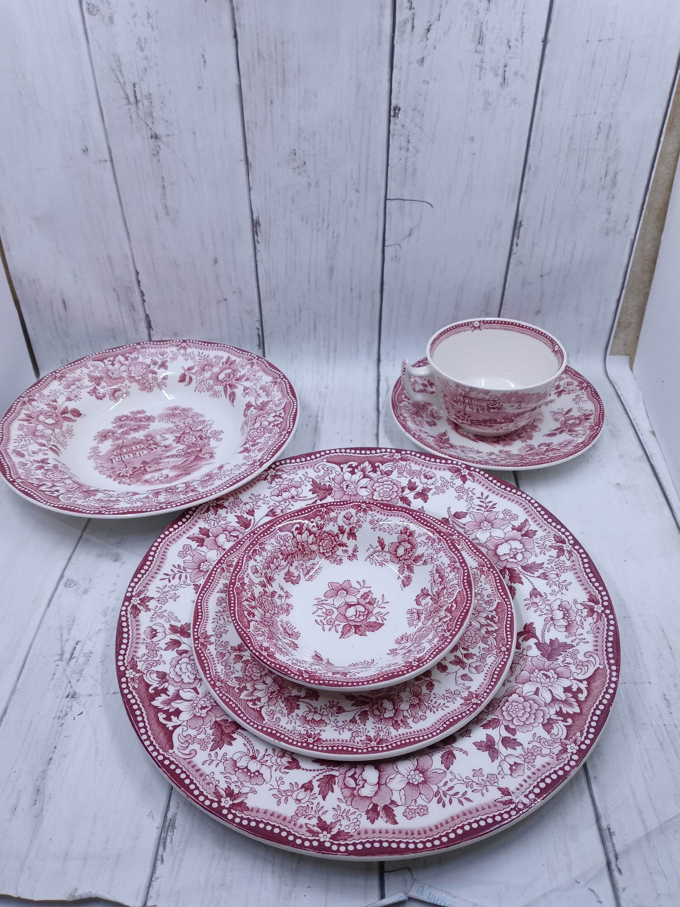 Vintage Tonquin Red/ Pink Dinnerware by Royal Staffordshire | Etsy