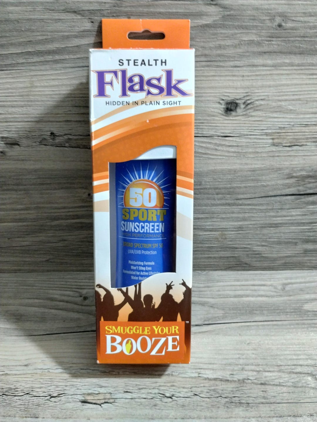 Vtg Stealth Flask 50 Sports Sunscreen Bottle Smuggle Your Booze ebox D ...