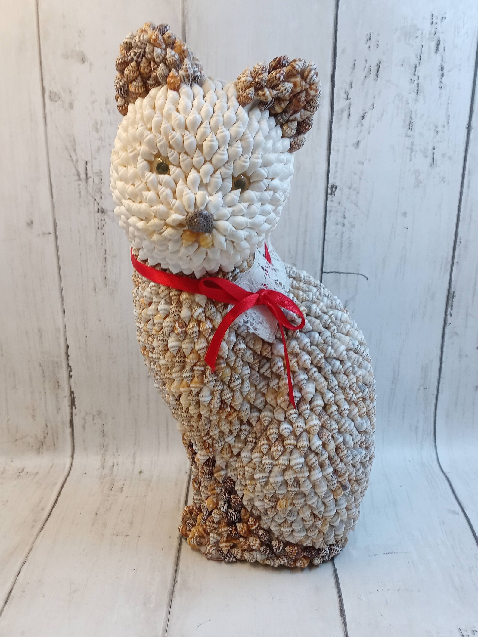 Vintage Seashell Covered Cat Figurine Everglade Trading co. | Etsy