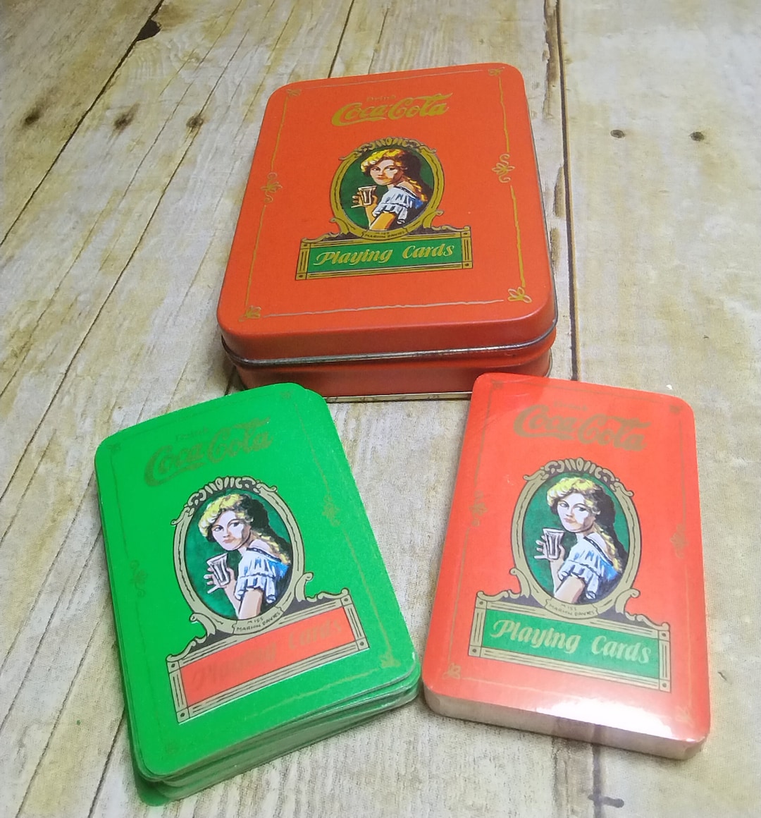 Vintage Coca-cola Playing Cards 2 Decks Collectors Tin Hong Kong (lvb ...