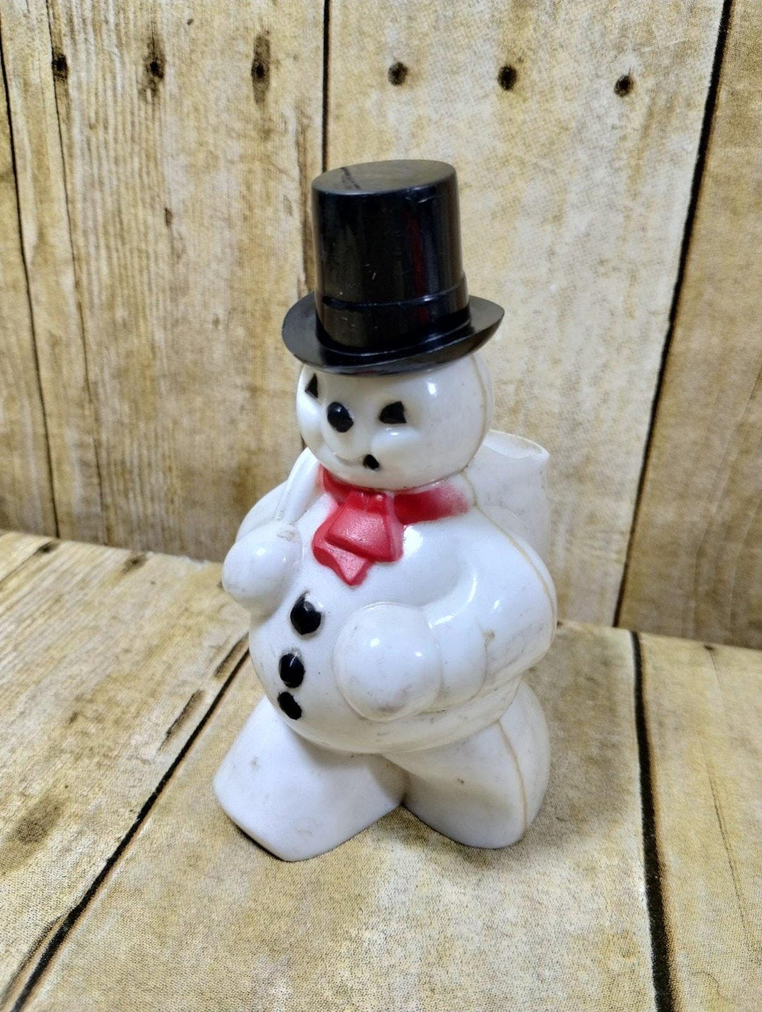 Vtg Plastic Rosbro Frosty the Snowman Christmas Candy Container 5" H ...
