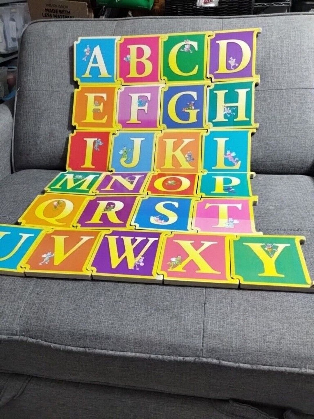 Vtg Sesame Street Alphabet ABC Interlocking Board Book Set of 25 A to Y ...