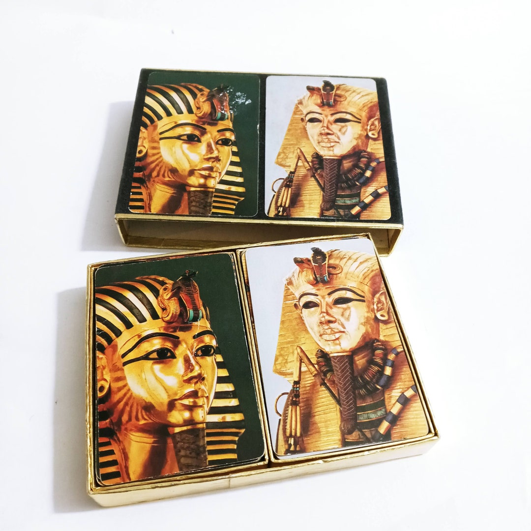 Vintage Egyptian King Tut Playing Cards Double Deck Congress Cel-u-tone ...