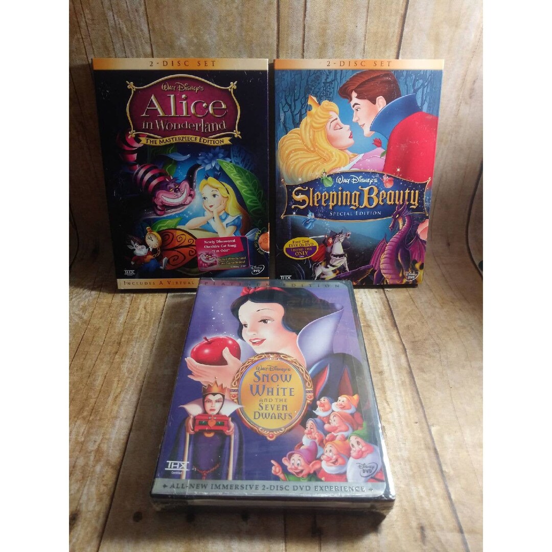 Disney 2 Disc Sets Snow White Alice Wonderland and Sleeping Beauty Set ...