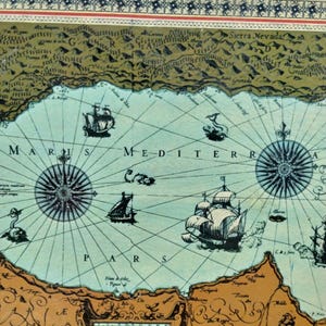 Vtg Decal Old World Map Maris Mediterranei Meyercord Deecals - Etsy
