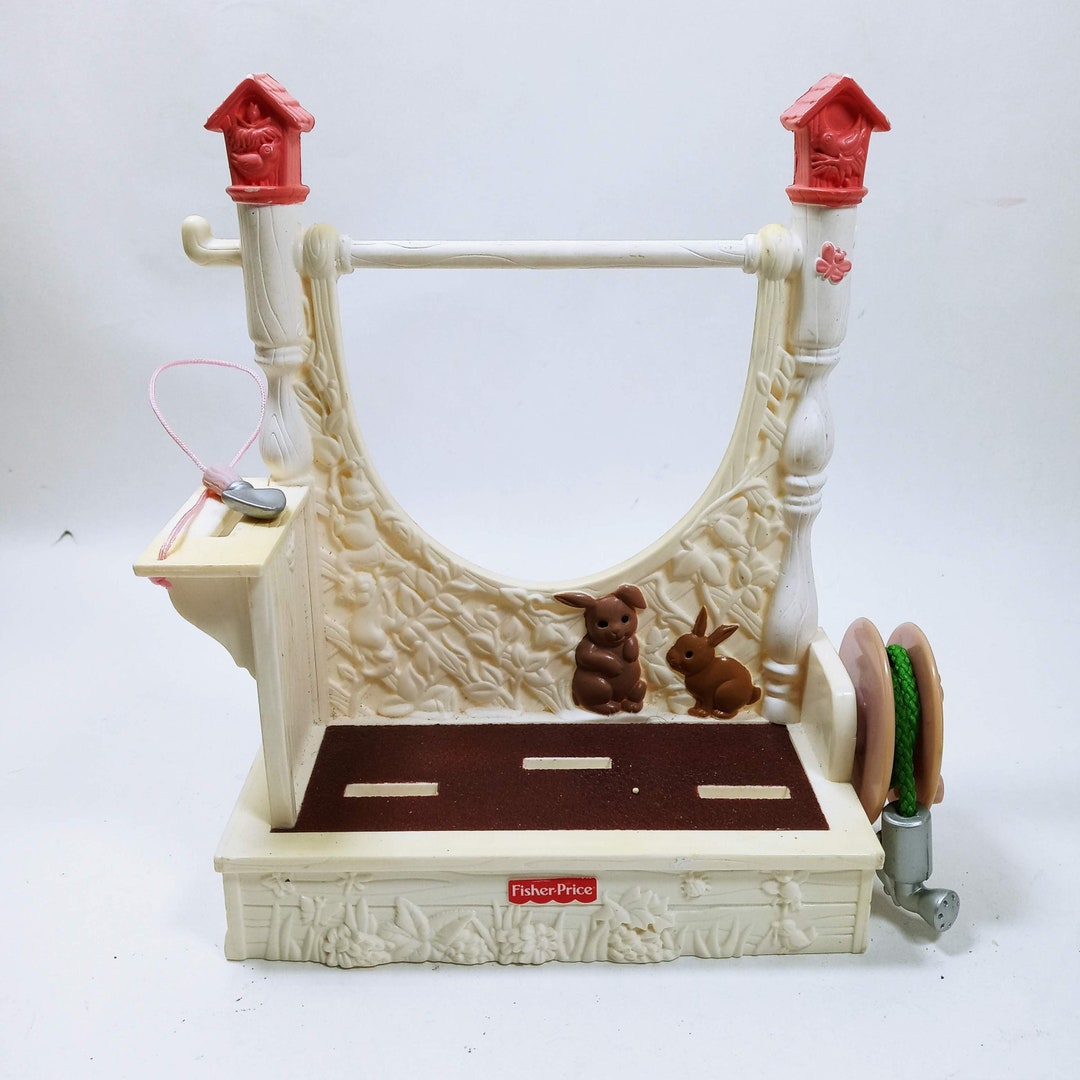 Vintage Fisher Price Loving Family Garden Fun Flower Trim Bunny Rabbits ...