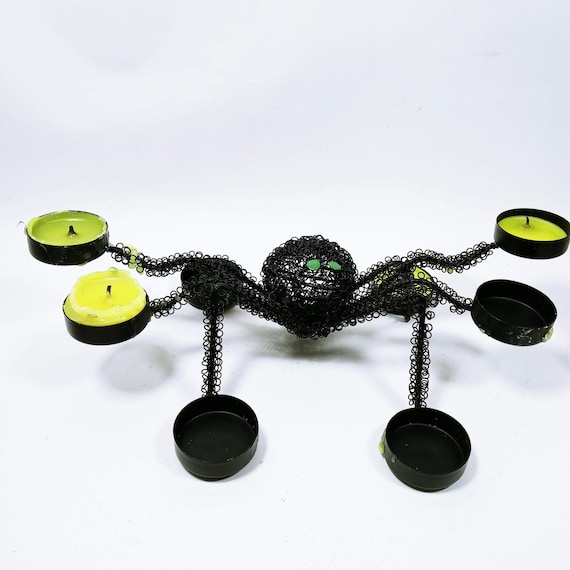 Vintage Halloween Black Spider Metal Candle Holder 8 Tea - Etsy