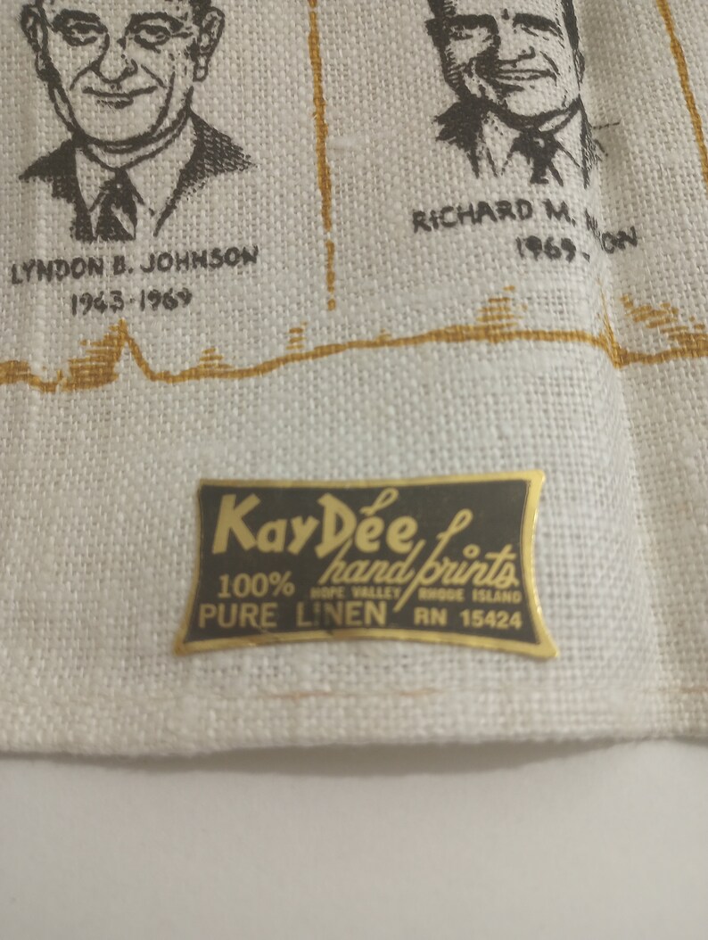 Vintage Patriotic Presidents of the United States Linen Tea - Etsy