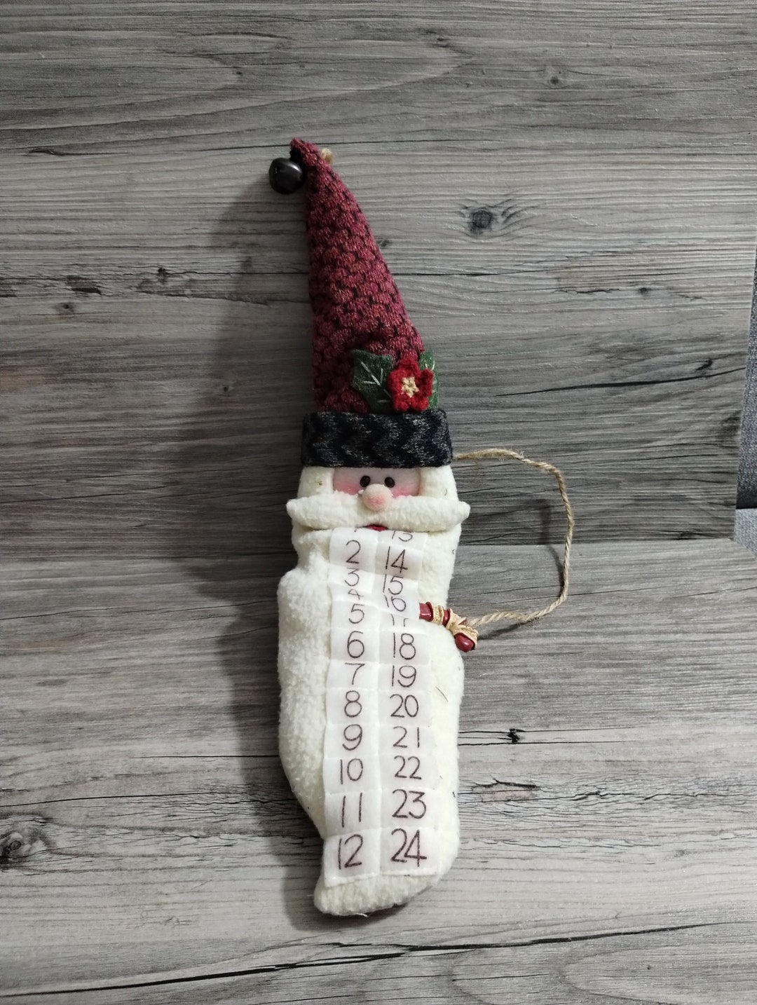 Plush Advent Calendar Santa Clause Father Christmas Head Ornament Wall ...