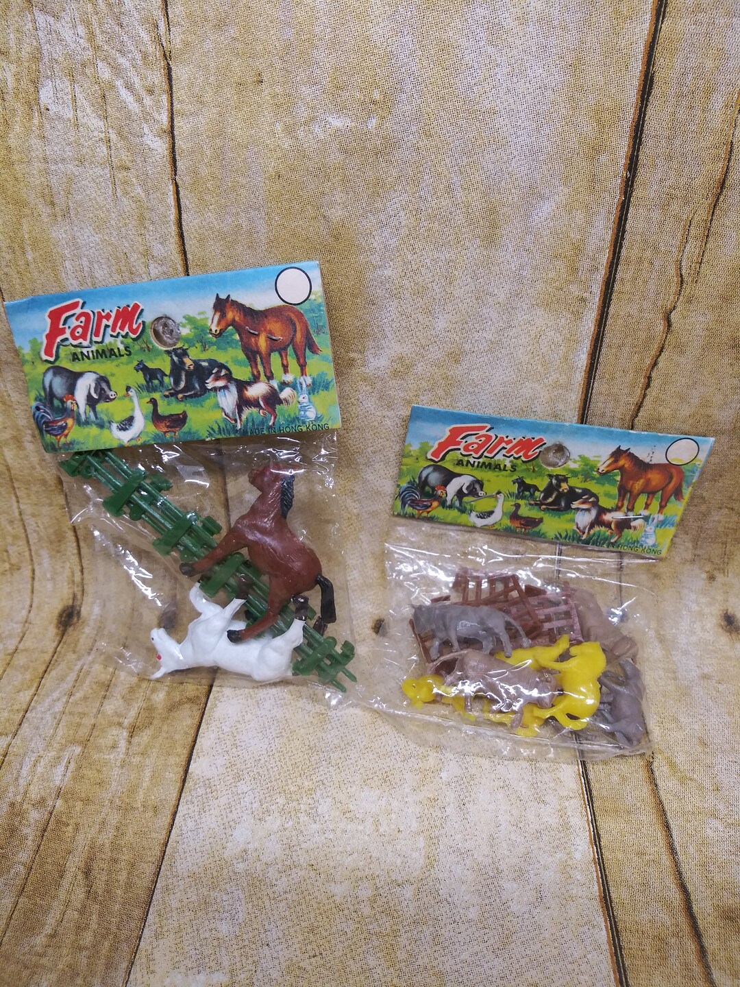 Vintage Miniature Farm Animals 2 NEW Packs Horses Bulls and - Etsy