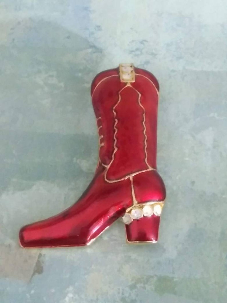 Vintage Red & Gold Bling Cowgirl Boot Brooch jb2 - Etsy