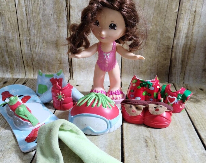 Fisher Price Snap N Style Doll 9 Pcs Shoes Snowboard Helmet Pants Tops ...
