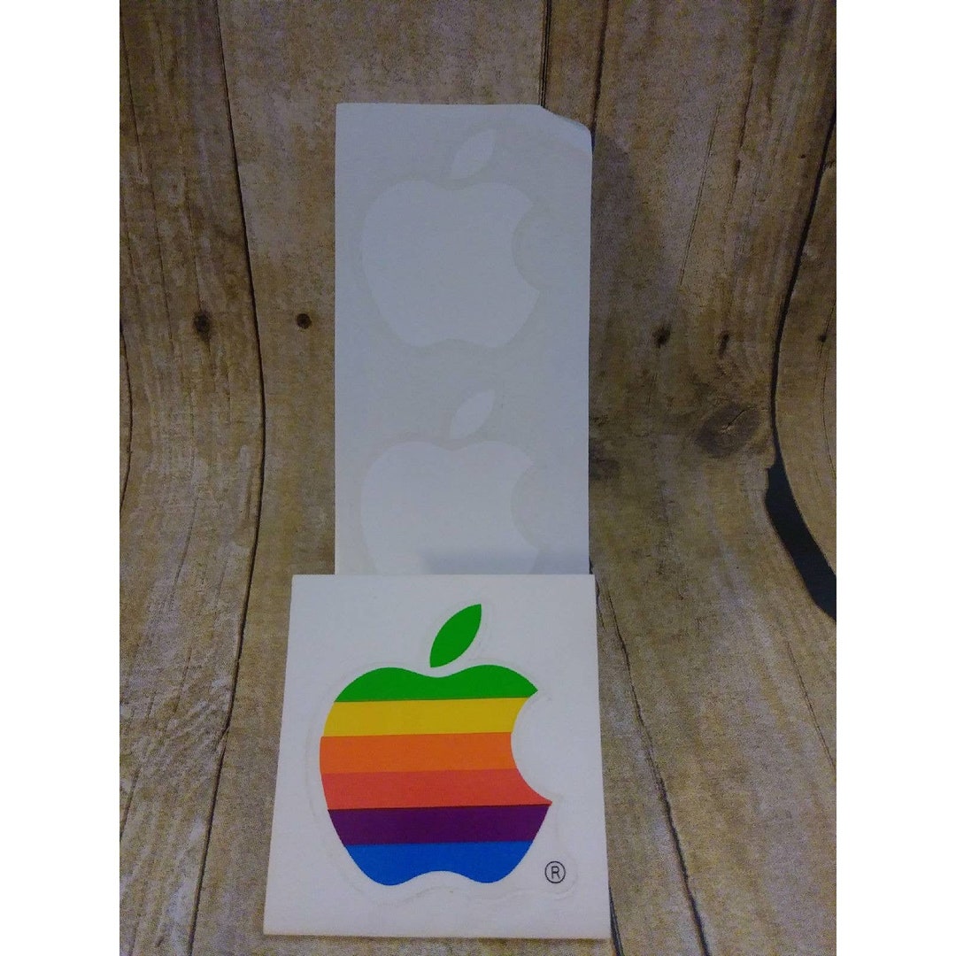 3 Apple Logo Stickers Rainbow & White - Etsy