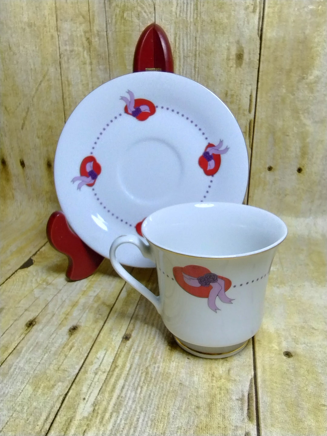 Vtg Darice Red Hat Socitey Tea Cup and Saucer (MS) - Etsy
