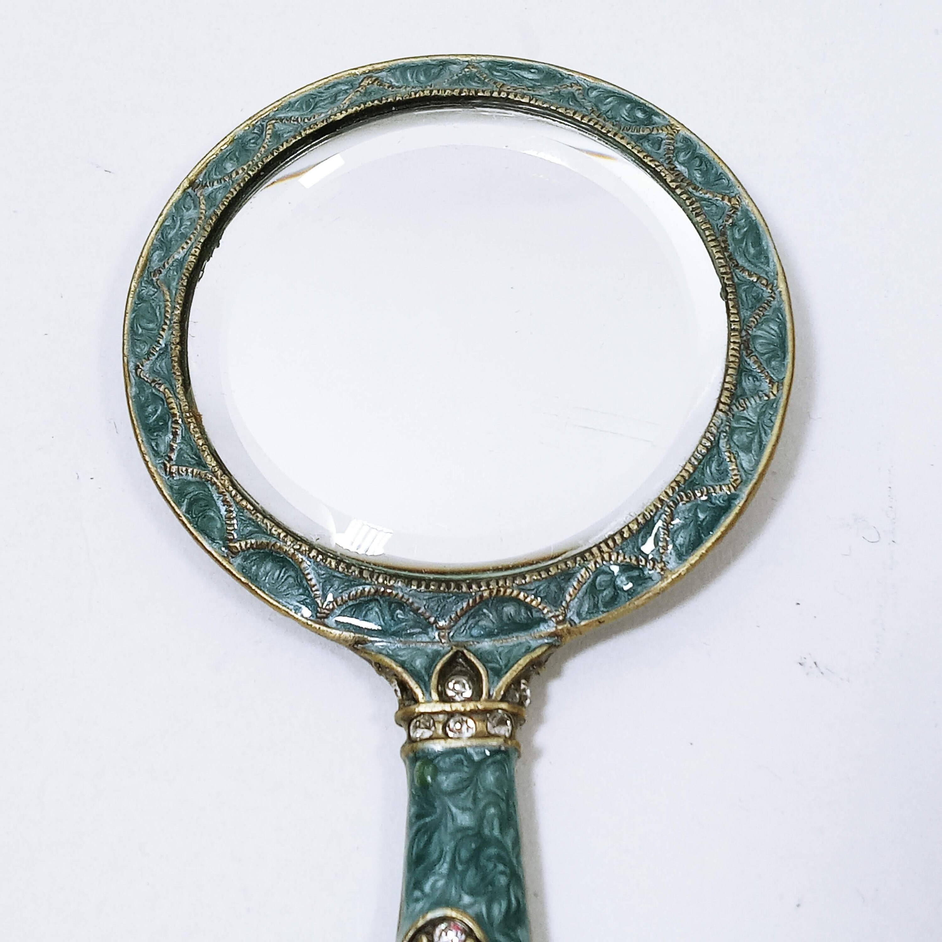 Vintage Blue Enamel Small Hand Mirror Silver Swirls W/ | Etsy