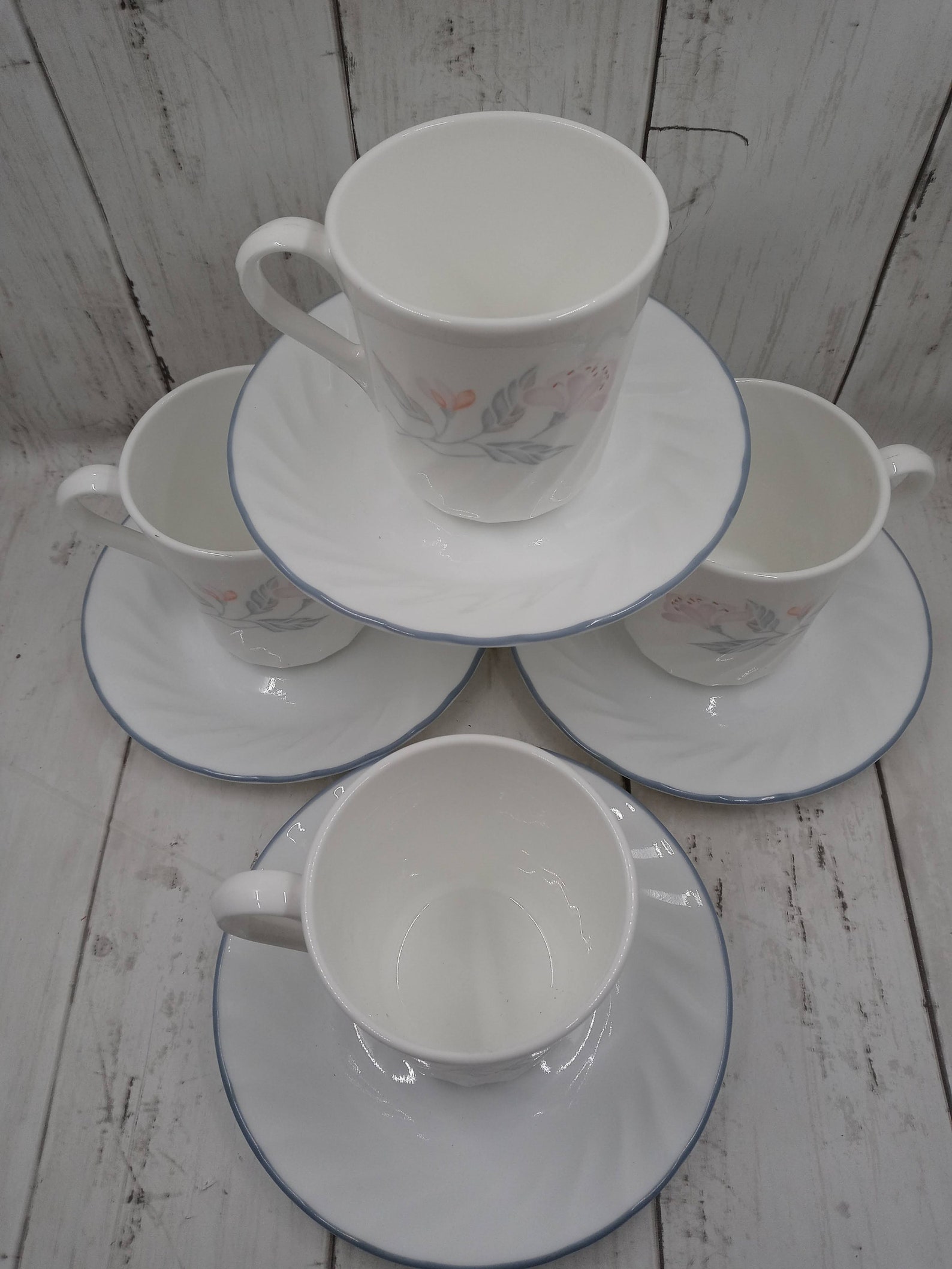 Vintage Corelle Pink Trio Cups & Saucers by Corning Set of 4 | Etsy