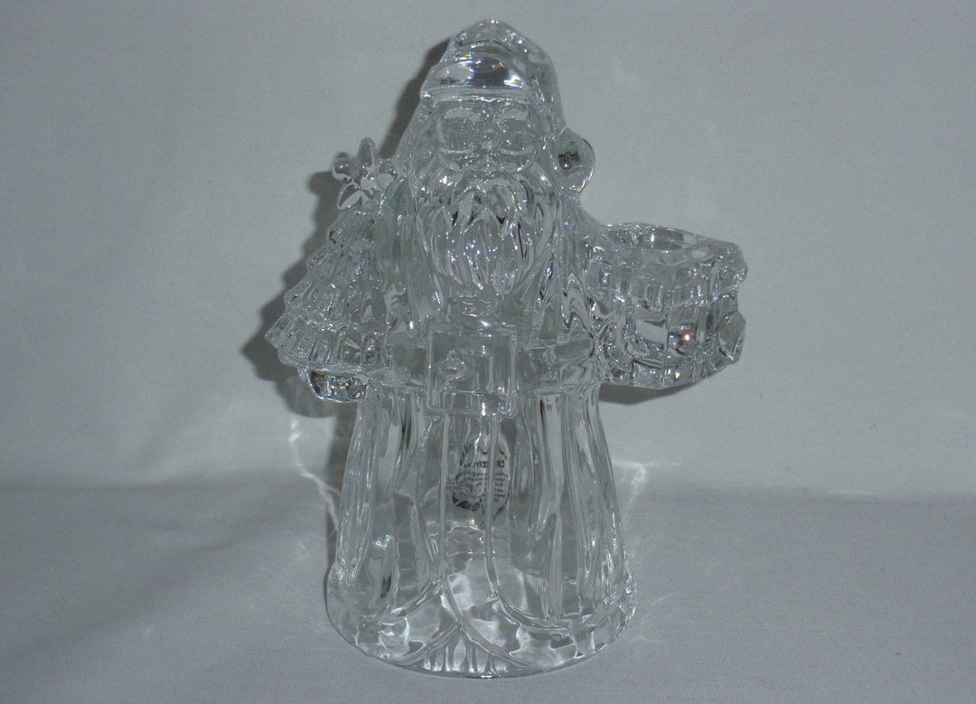 Lead Crystal Santa Claus Figure Candle Hold Heavy Crystal Father ...