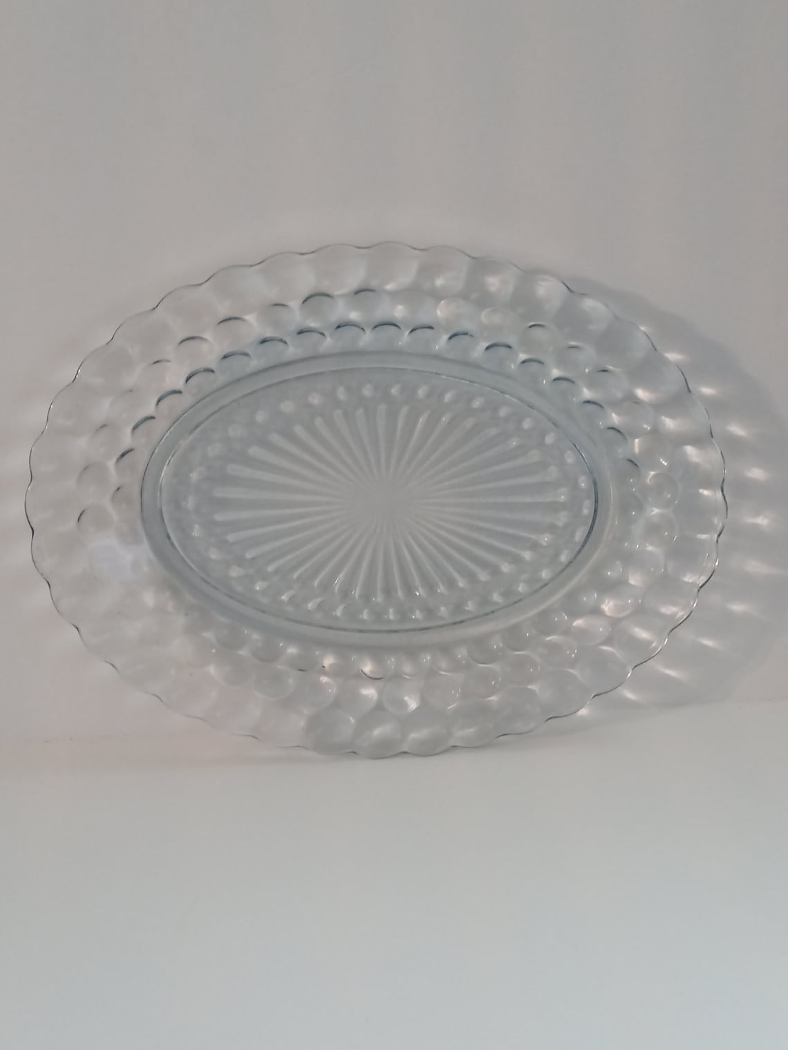 Vintage Anchor Hocking Blue Bubble Glass Dinnerware shelf - Etsy