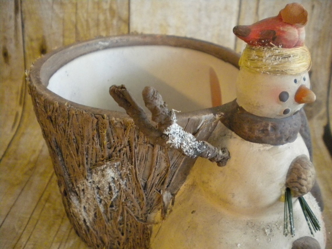 Rustic Snowman Indoor Planter Fun Winter Holiday Decorations | Etsy