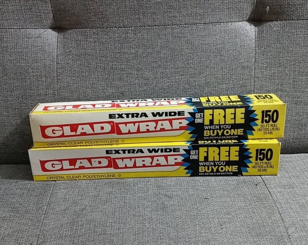 Vintage Glad Wrap Clear Plastic Polyethylene 150 Sq Ft Extra Wide 2 ...