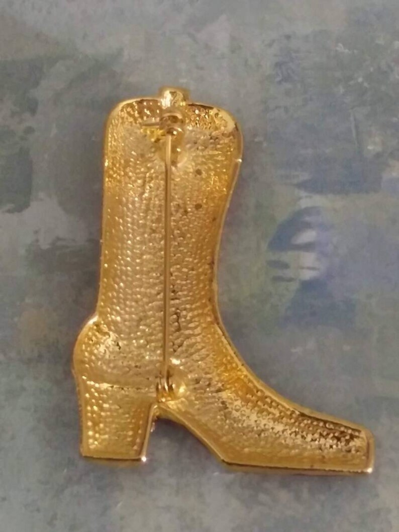 Vintage Red & Gold Bling Cowgirl Boot Brooch jb2 - Etsy